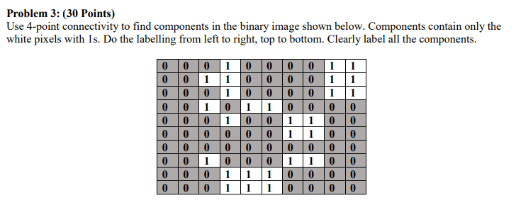 Solved Problem 3: (30 Points) Use 4-point connectivity to | Chegg.com