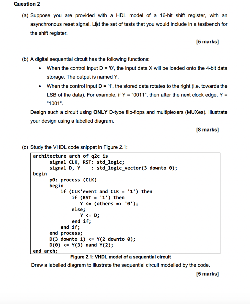 Solved 2uestion 2 (a) Suppose you are provided with a HDL | Chegg.com