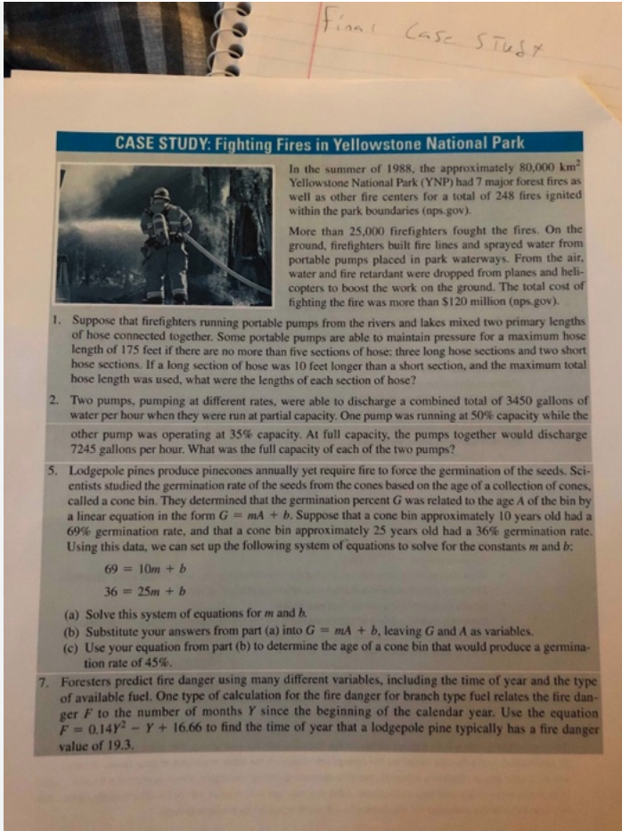 Solved Chapter 11 ﻿Case Study: Firefighting in Yellowstone | Chegg.com