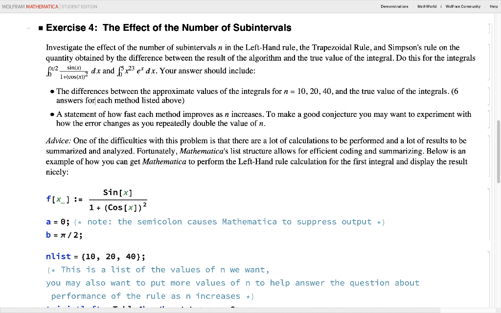WOLFRAM MATHEMATICA STUDENT EDITION Demonstrations | Chegg.com