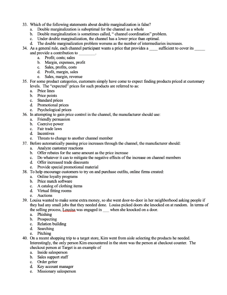 a. b. c. 33. Which of the following statements about | Chegg.com