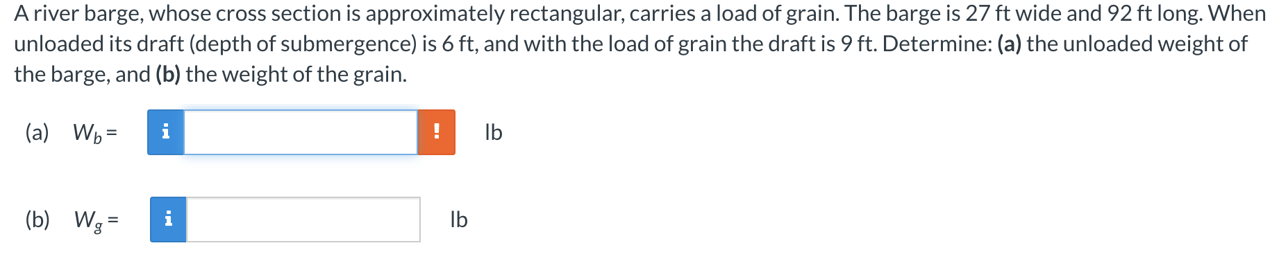 Solved A river barge, whose cross section is approximately | Chegg.com