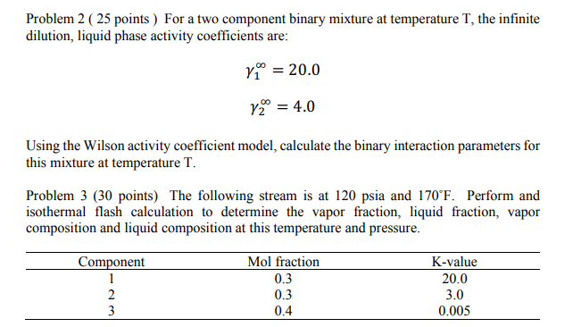 Solved Problem 2 ( 25 points ) For a two component binary | Chegg.com