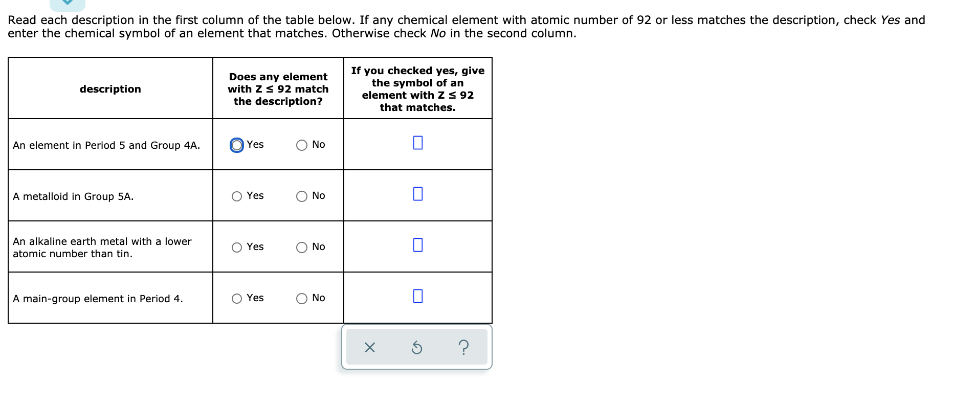 Solved Read each description in the first column of the | Chegg.com