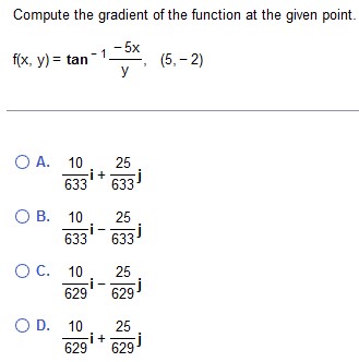 Solved Compute the gradient of the function at the given | Chegg.com