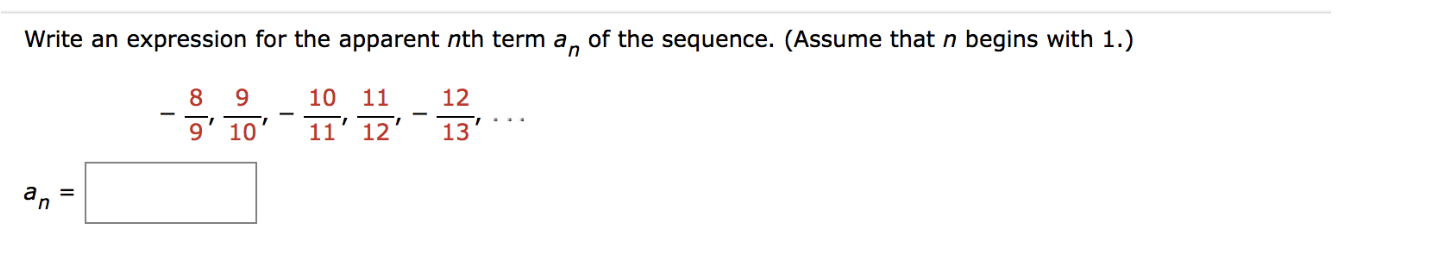 Solved Write an expression for the apparent nth term an of | Chegg.com