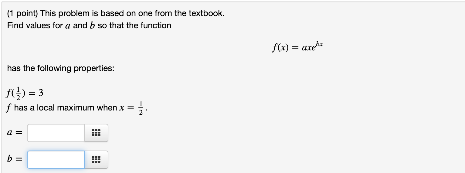 Solved (1 point) This problem is based on one from the | Chegg.com