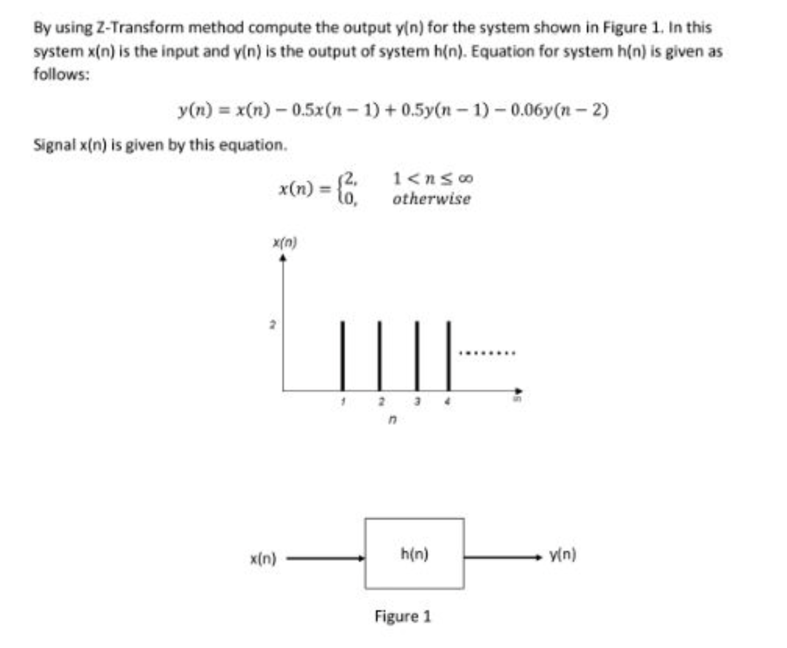 Solved By using Z-Transform method compute the output y(n) | Chegg.com