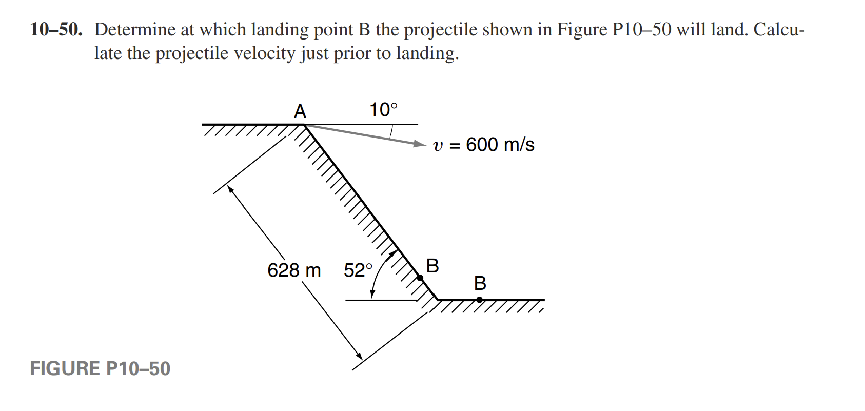 Solved 10-50. Determine at which landing point B the | Chegg.com