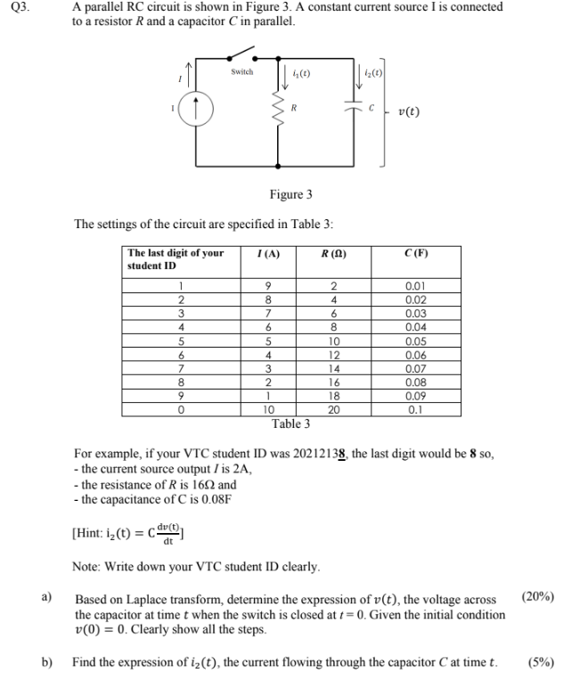 Solved A parallel RC circuit is shown in Figure 3. A | Chegg.com