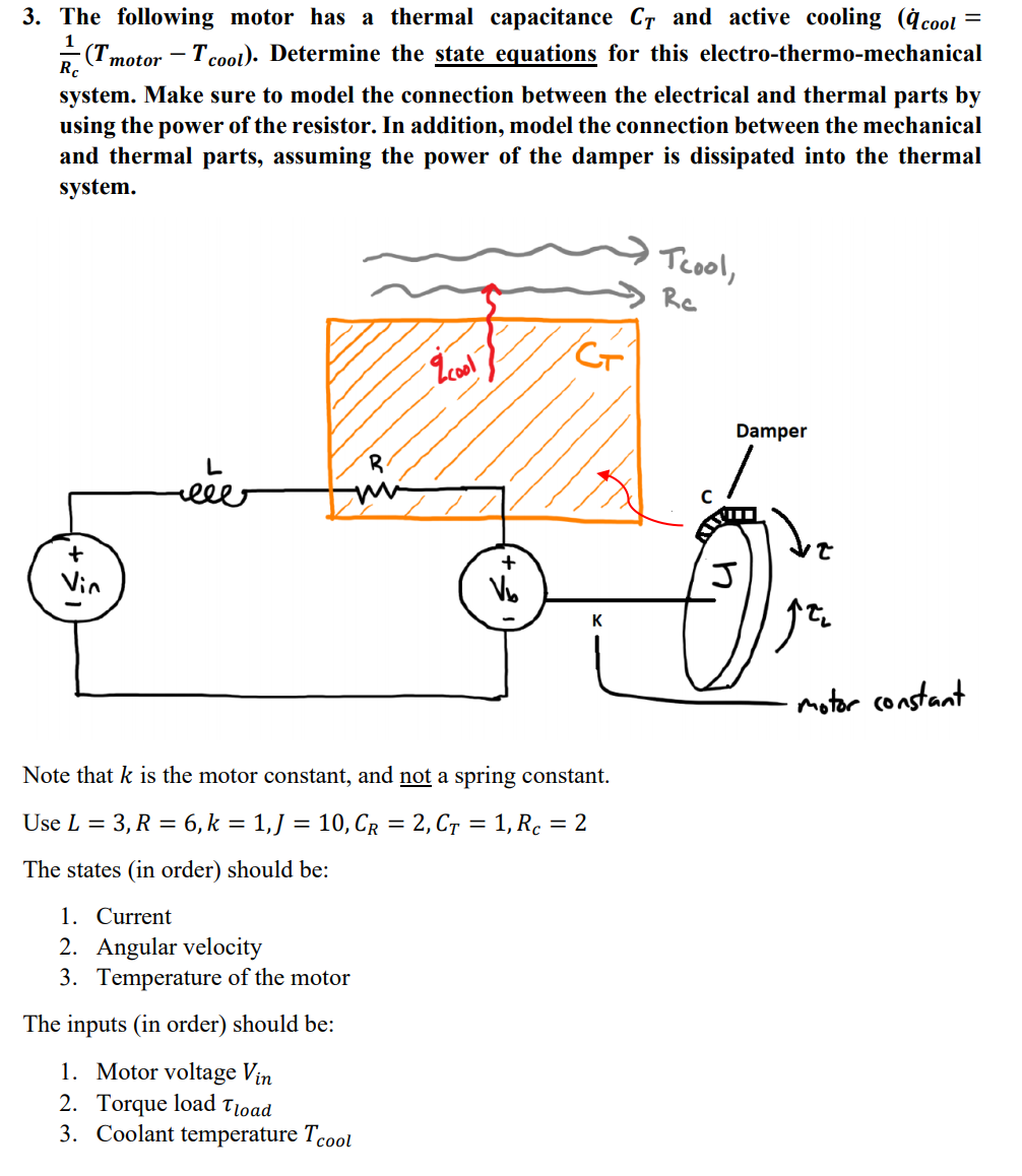 Solved 1 (T 3. The following motor has a thermal capacitance | Chegg.com