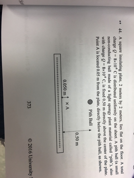 A square insulating plate, 2 meters by 2 meters, lies | Chegg.com