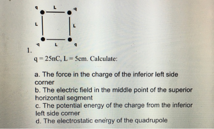 Solved q = 25nC, L = 5cm. Calculate: a. The force in the | Chegg.com