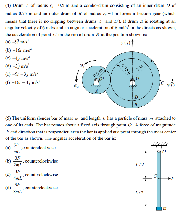 Solved (4) Drum A of radius rA=0.5 m and a combo-drum | Chegg.com