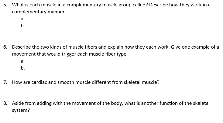 Solved 5. What is each muscle in a complementary muscle | Chegg.com