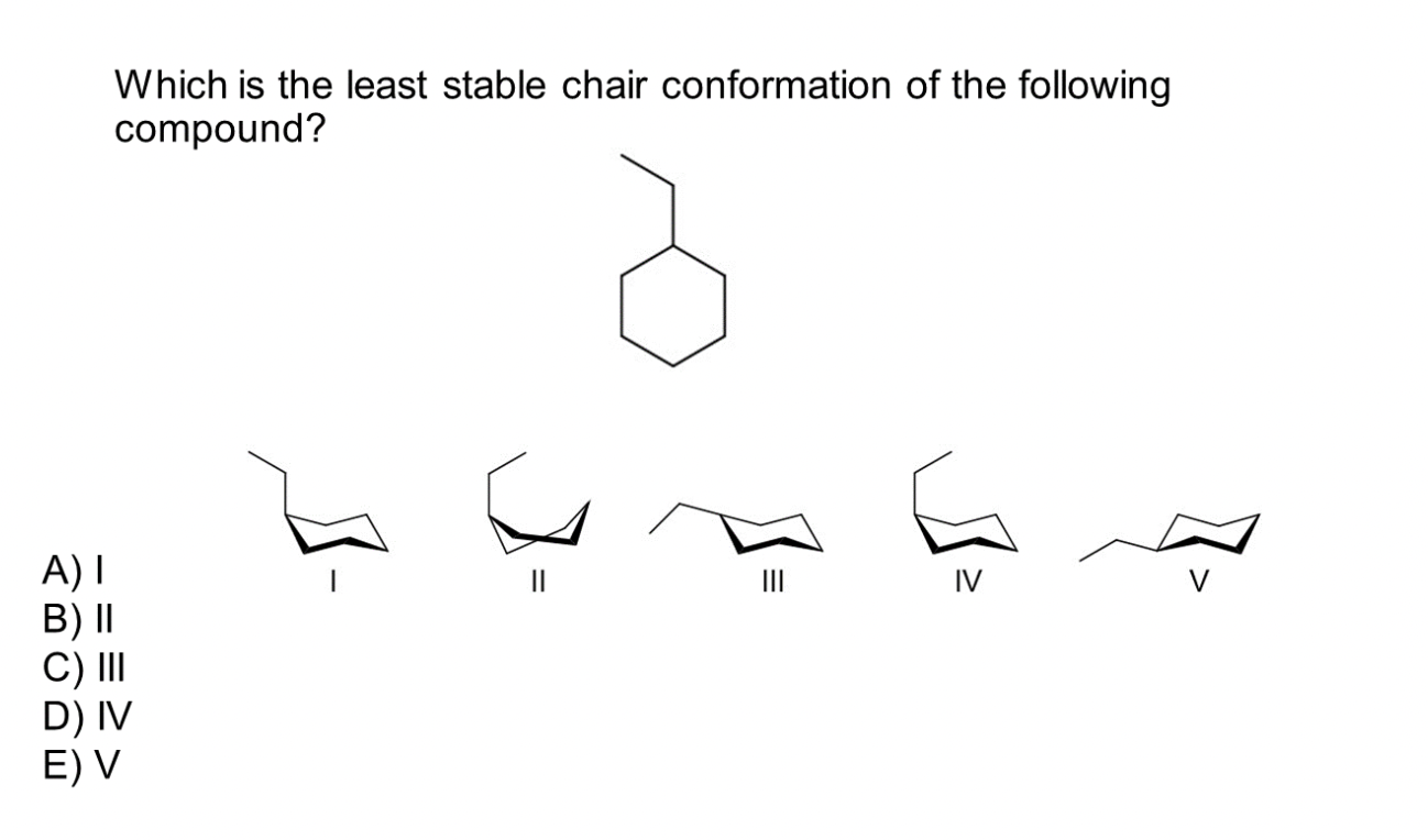 Solved Which is the least stable chair conformation of the | Chegg.com