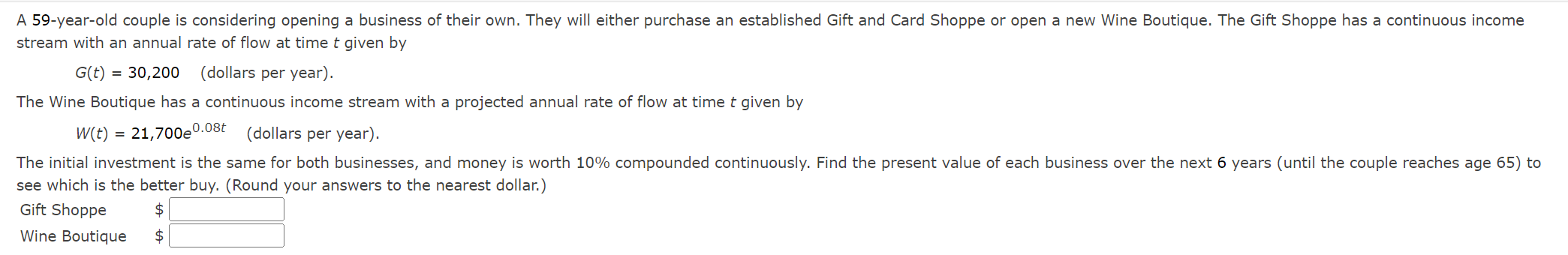 Solved stream with an annual rate of flow at time t given by | Chegg.com