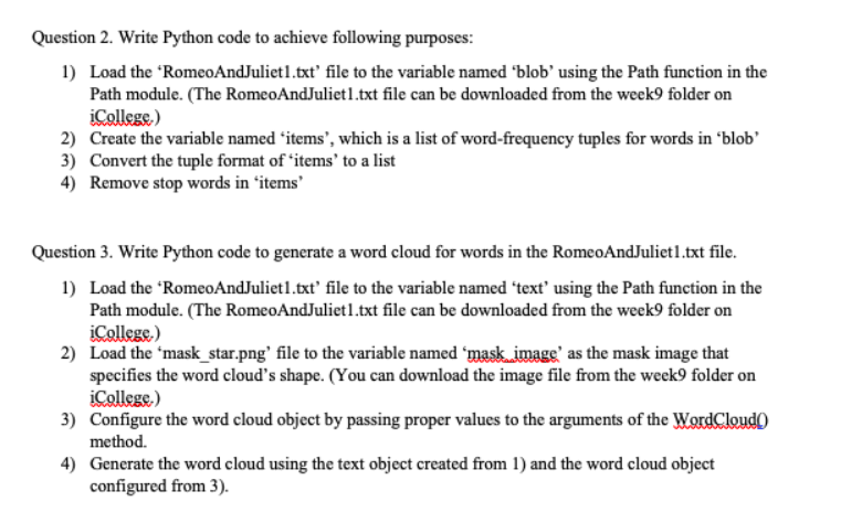 Solved Question 2 Write Python Code To Achieve Following 