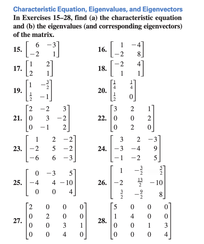 Characteristic Equation Eigenvalues And