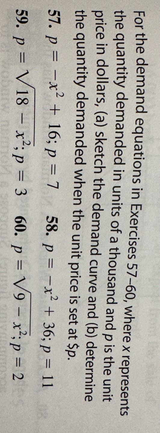 Solved For the demand equations in Exercises 57-60, where x | Chegg.com