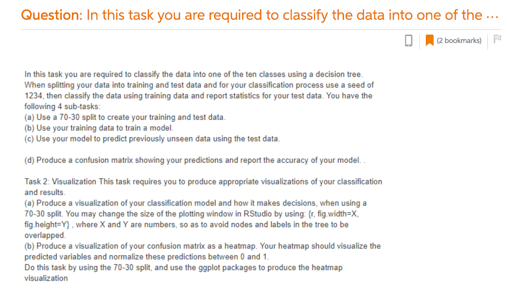 Solved Question: In this task you are required to classify | Chegg.com