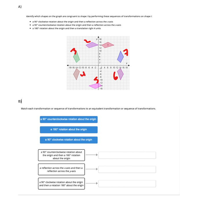 Solved A) Identify which shapes on the graph are congruent | Chegg.com