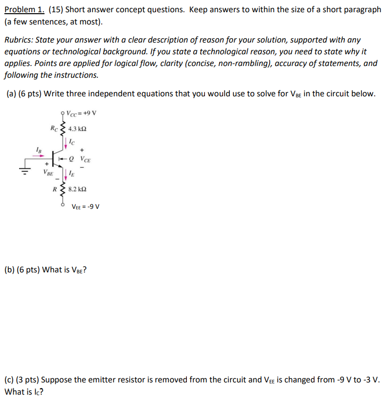 Problem 1. (15) Short answer concept questions. Keep | Chegg.com