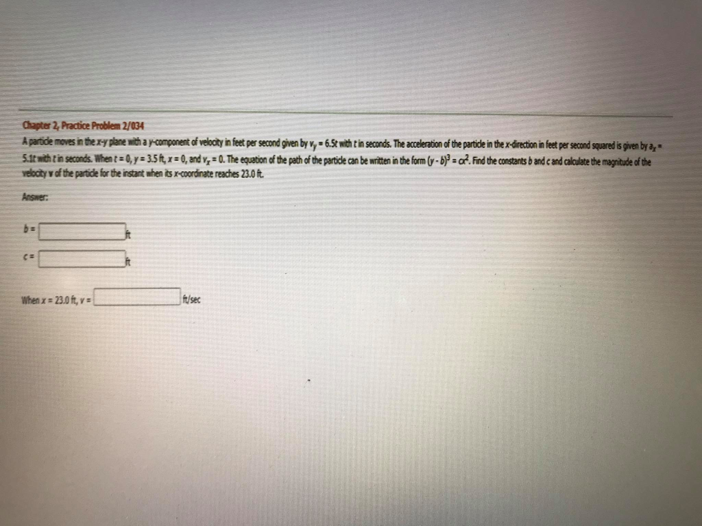 Solved A particle moves in the x-y plane with a y-component | Chegg.com