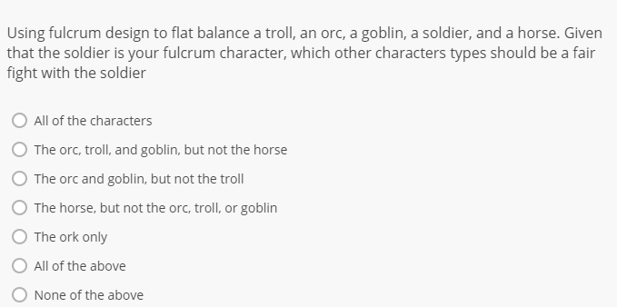 Solved Using fulcrum design to flat balance a troll, an orc, | Chegg.com
