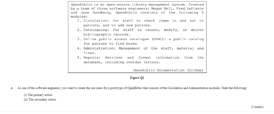 Solved to OpenBiblio is an open-source library management | Chegg.com