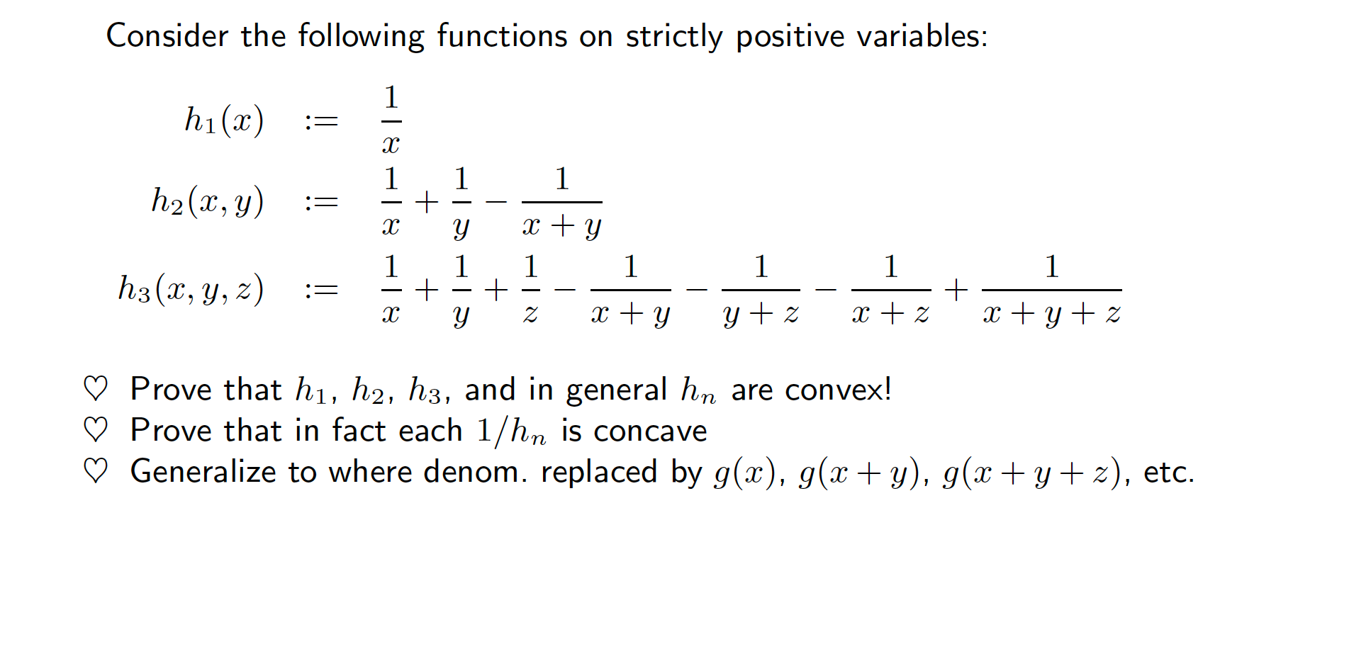 Solved Consider the following functions on strictly positive | Chegg.com