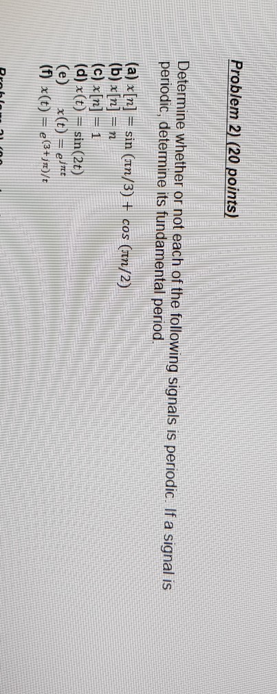 Solved Problem 2) (20 points Determine whether or not each | Chegg.com