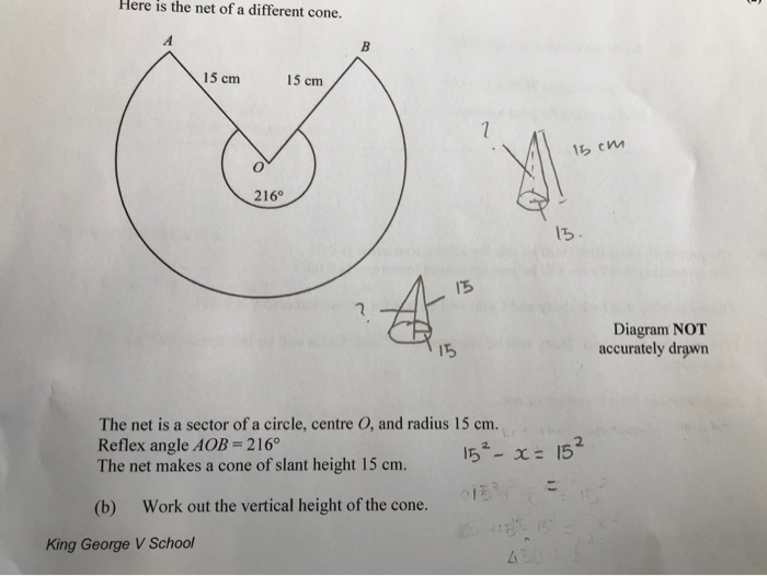 Solved Here is the net of a different cone. 15 cm 15 cm 0 | Chegg.com