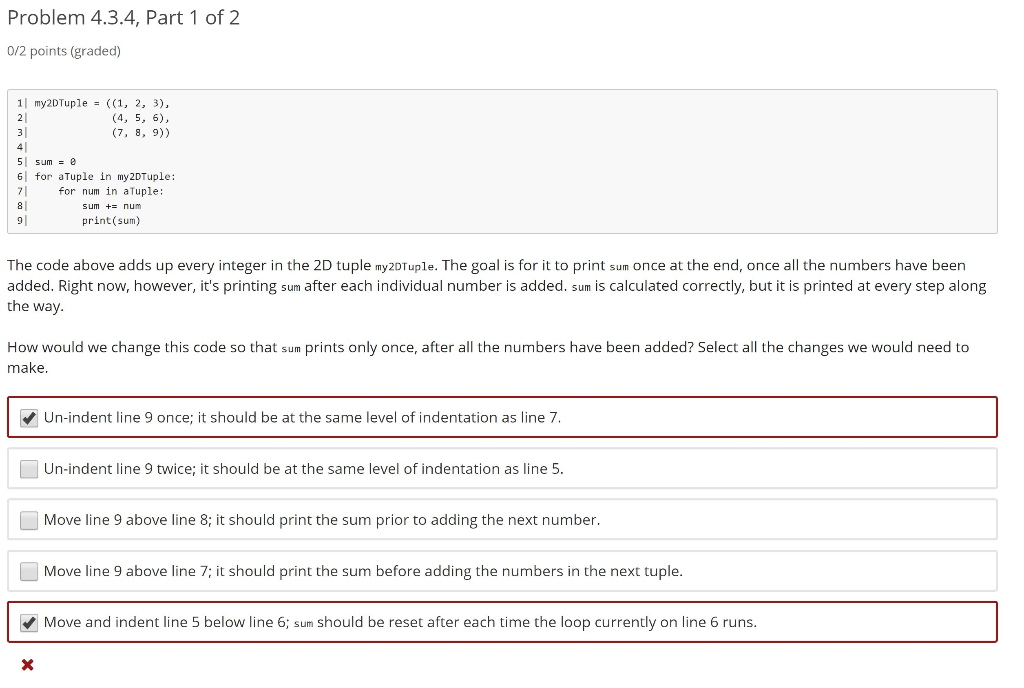 Solved Problem 4.3.4, Part 1 of 2 0/2 points (graded) 1| | Chegg.com