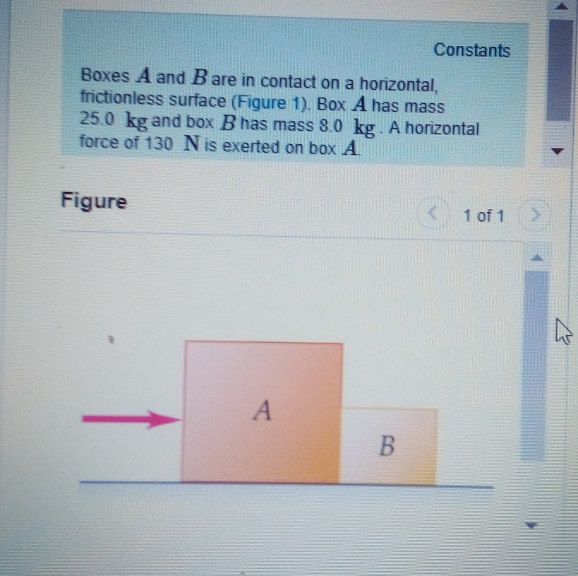 Solved Constants Boxes A and B are in contact on a | Chegg.com
