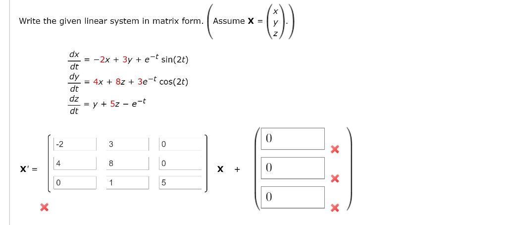 Solved Write the given linear system in matrix form. Assume | Chegg.com