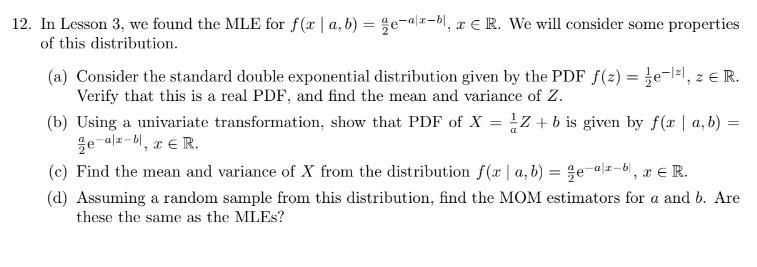 Solved 12. In Lesson 3, we found the MLE for | Chegg.com