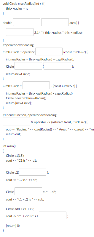 Solved Problem Statement Create a class named Circle with a | Chegg.com