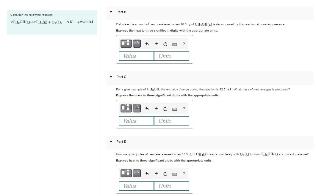 Solved Part B Consider the following reaction: 2CH2OH(g) | Chegg.com