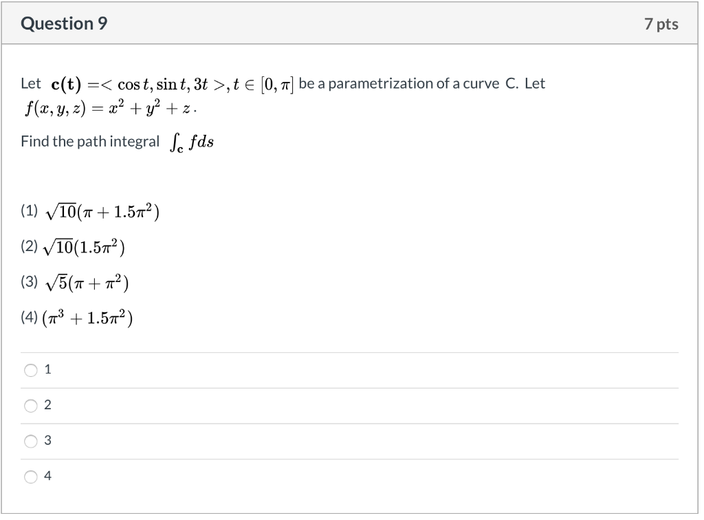 Solved Question 9 - 7pts 7 pts Let c(t)