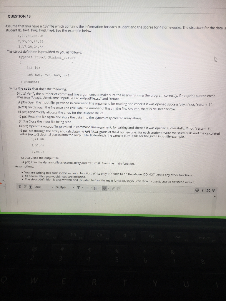 Solved QUESTION 13 Assume that you have a CSV file which | Chegg.com