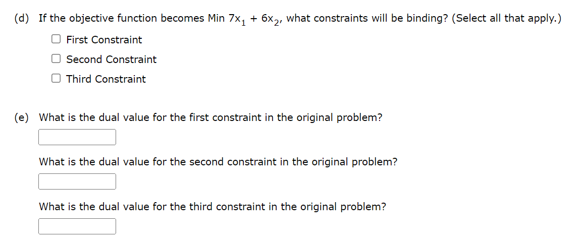 The binding constraints for this problem are the | Chegg.com