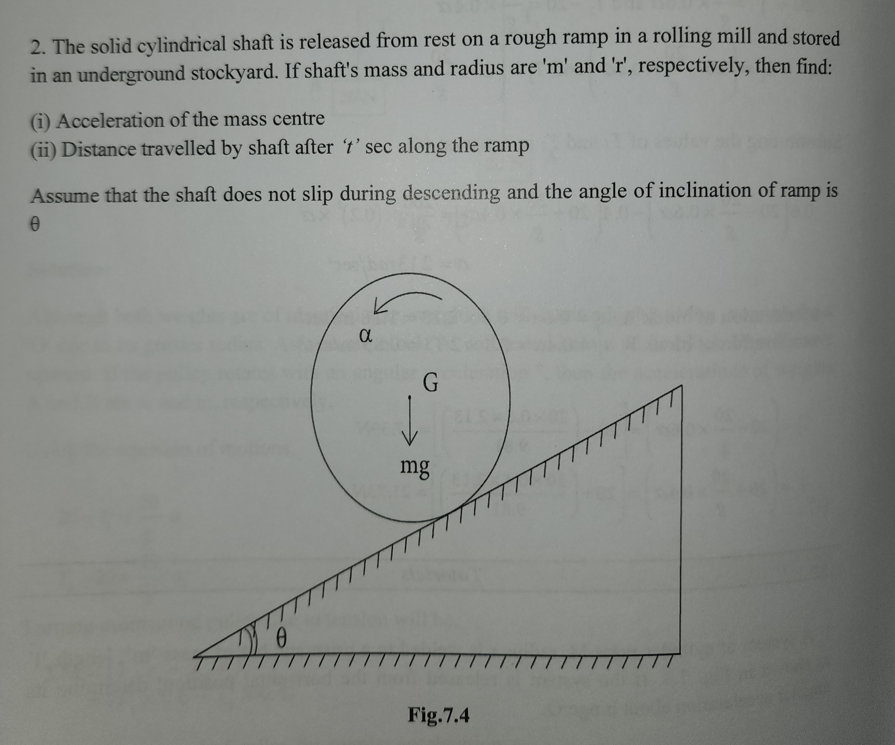 Solved 2. The solid cylindrical shaft is released from rest | Chegg.com