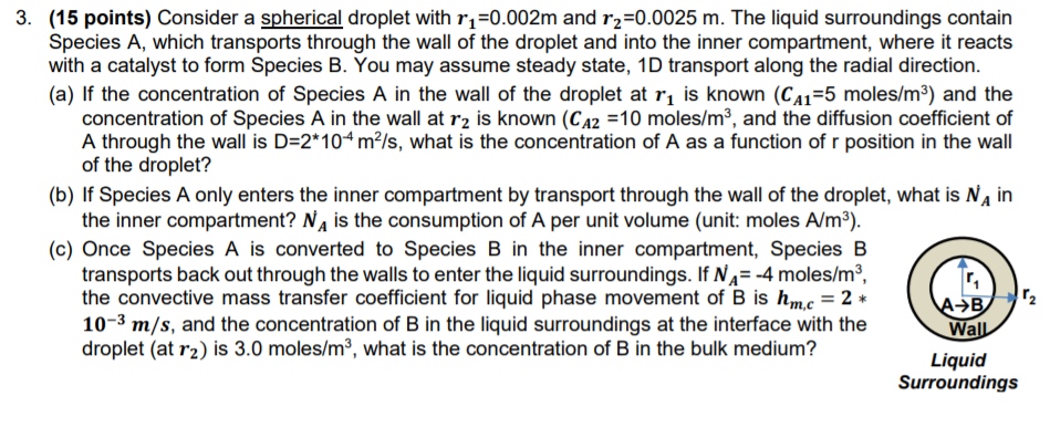 Solved 3. (15 points) Consider a spherical droplet with | Chegg.com