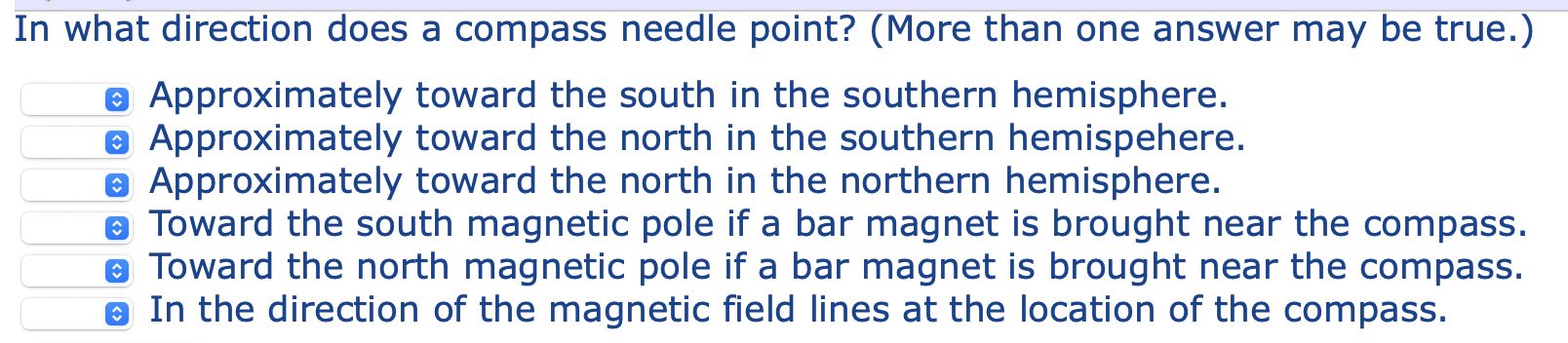 Solved In what direction does a compass needle point? (More | Chegg.com