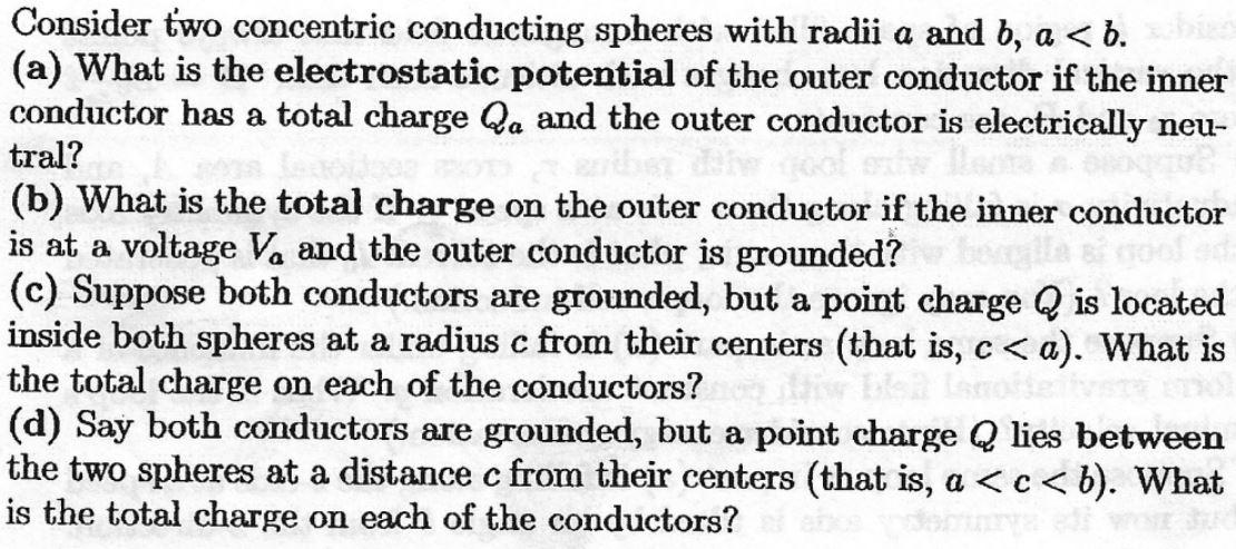 Solved Consider two concentric conducting spheres with radii | Chegg.com