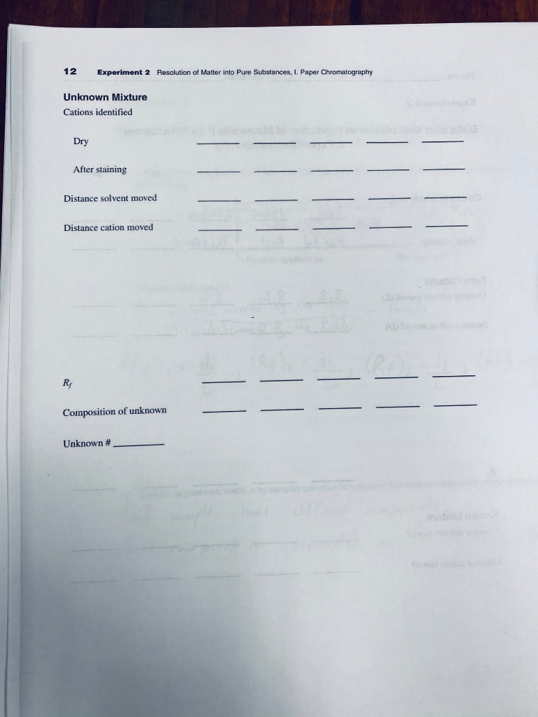 12 Experiment 2 Resolution of Matter into Pure | Chegg.com