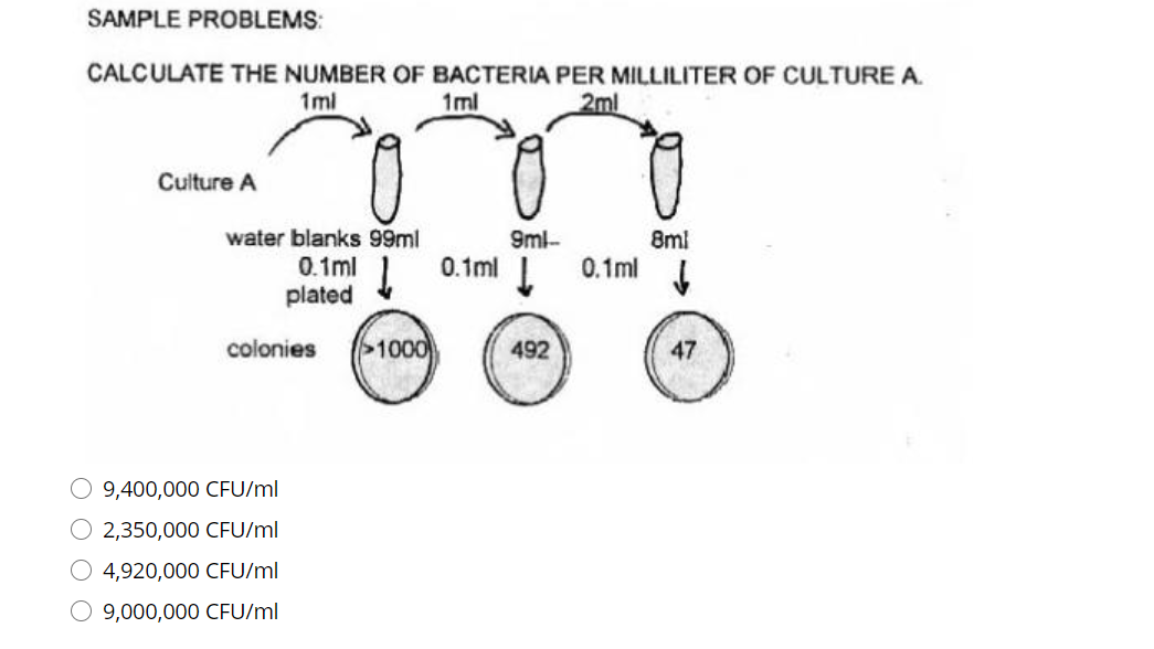Solved SAMPLE PROBLEMS: CALCULATE THE NUMBER OF BACTERIA PER | Chegg.com