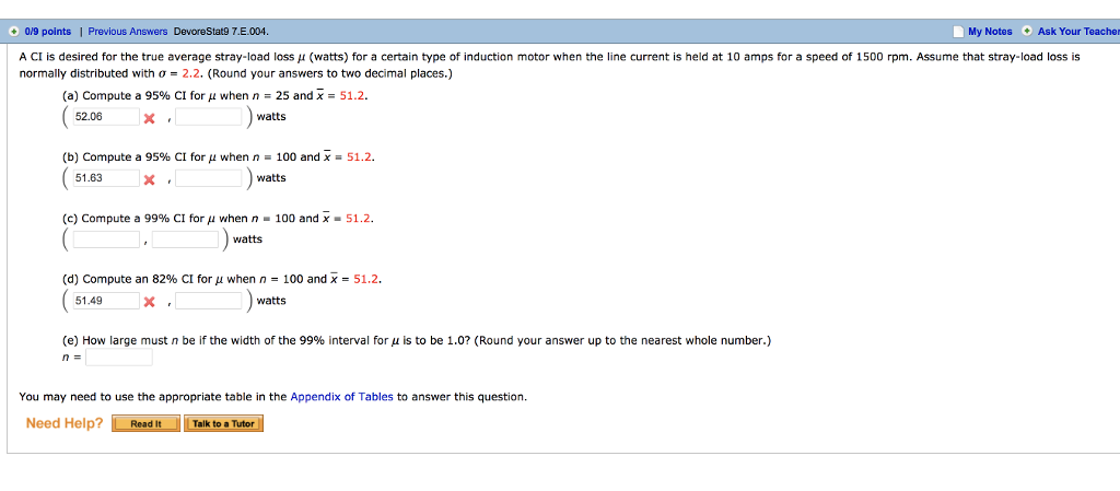 Solved 0/9 points | Previous Answers DevoreStat9 7.E.004 My | Chegg.com