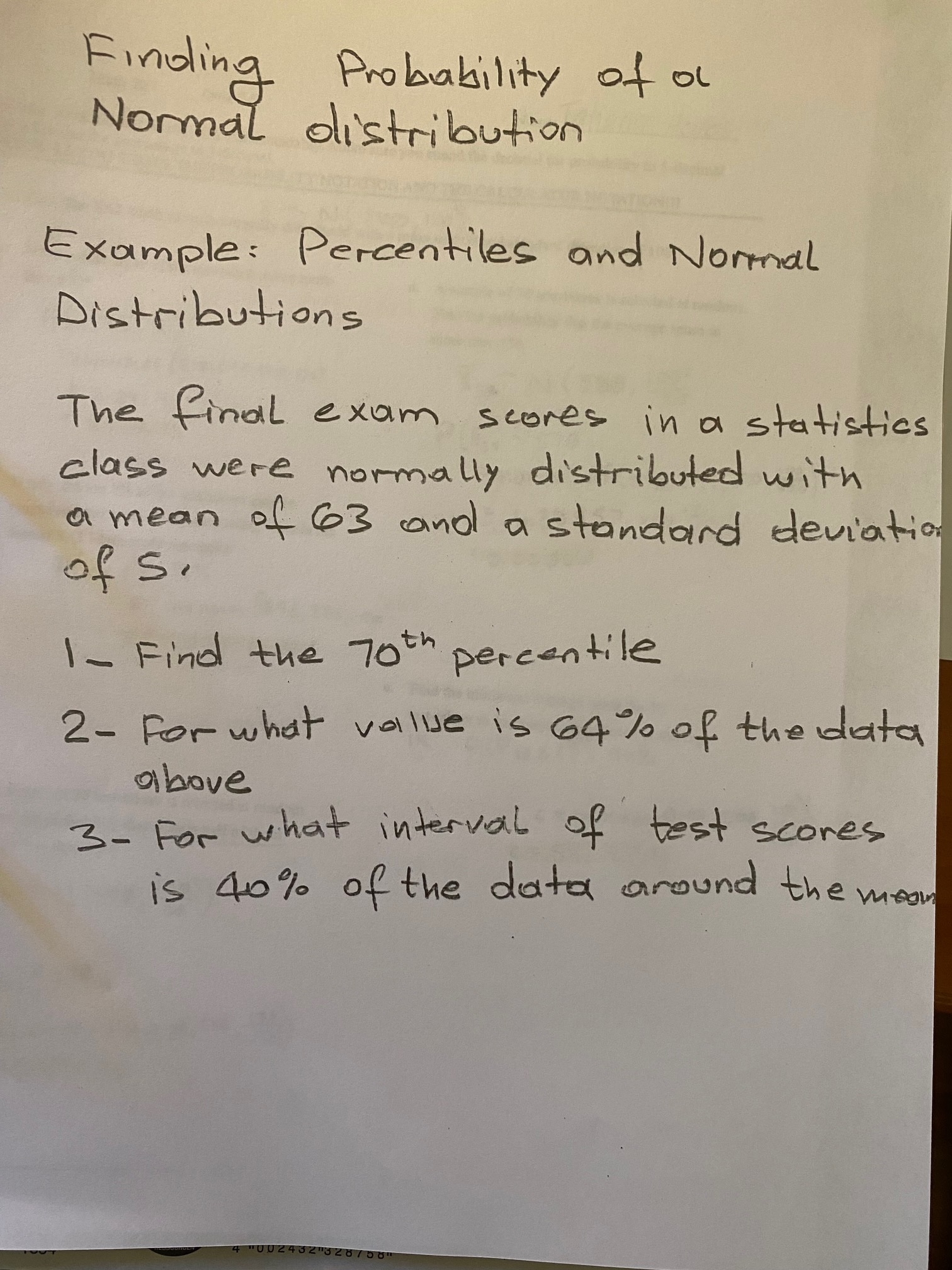 Solved Finding Probability of orNormal distributionExample: | Chegg.com
